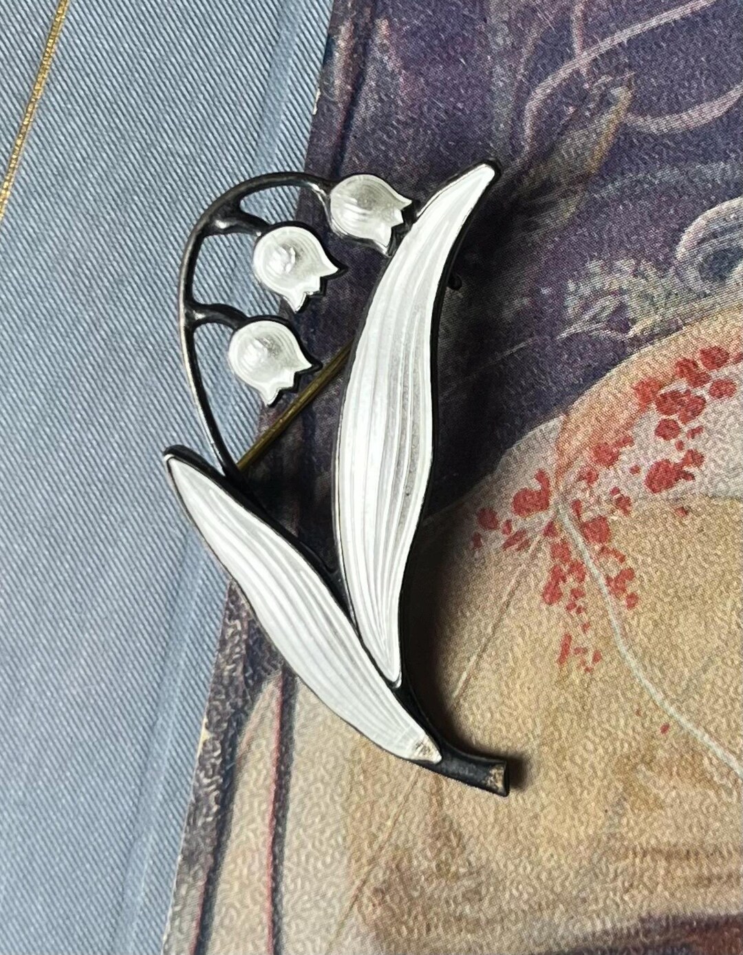 Vintage Arne Norlie Lilly of the Valley Sterling Silver Enamel ...