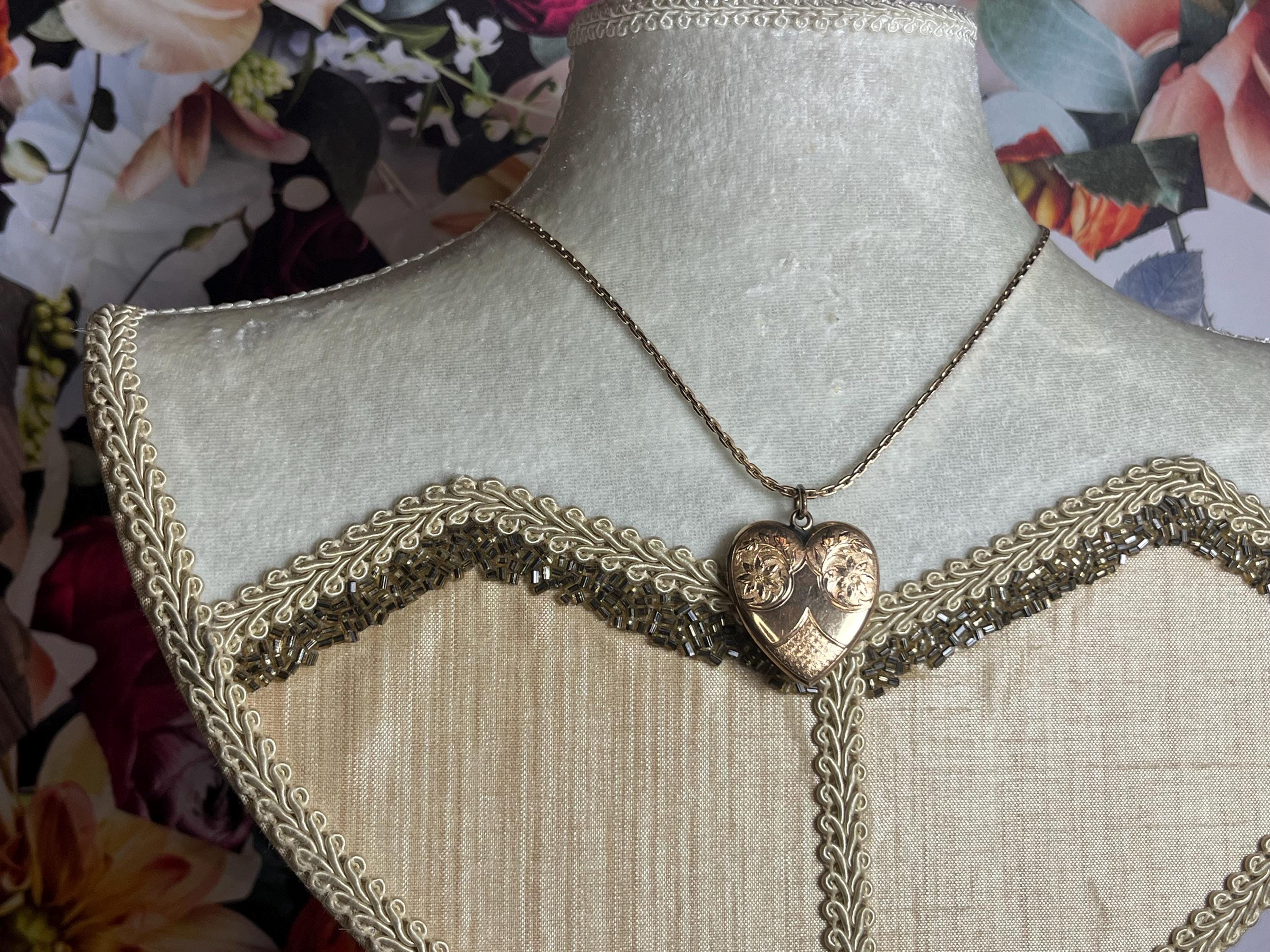 Vintage J.M C.O. Heart Locket Choker on Watch Chain Gold Filled V104 - Etsy