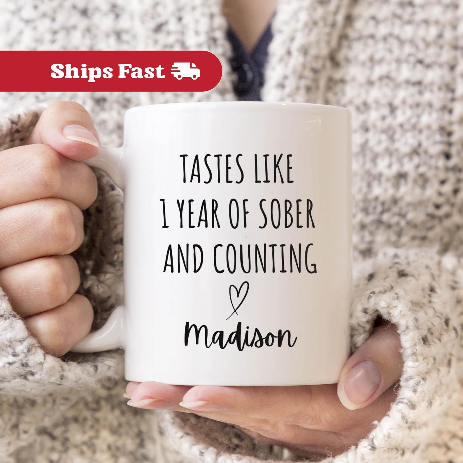Personalized Sobriety Anniversary Gift, Custom 1 Year Sober Mug Sober ...