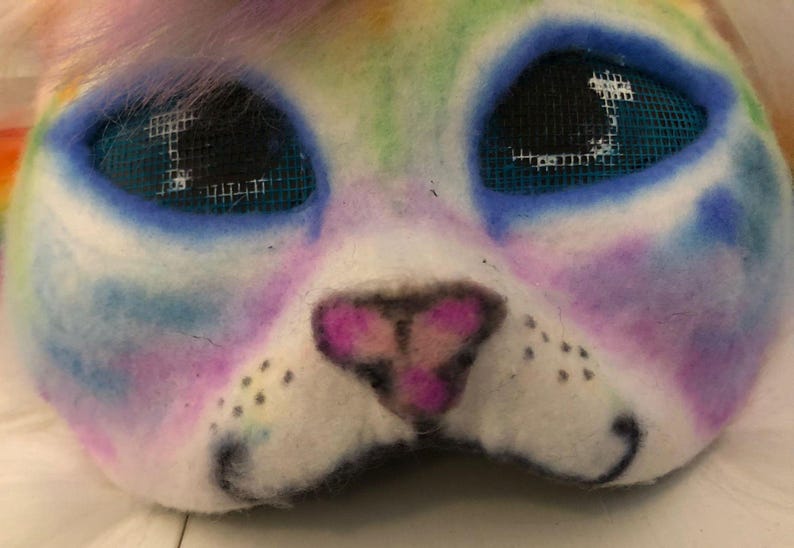 Rainbow Furry Mask - Etsy