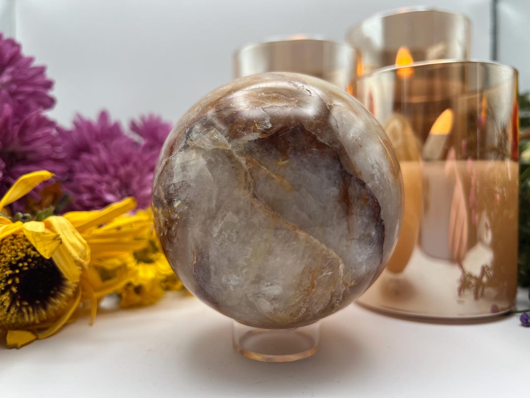 Golden Healer Quartz Sphere, High Vibration Crystal Healing - Etsy