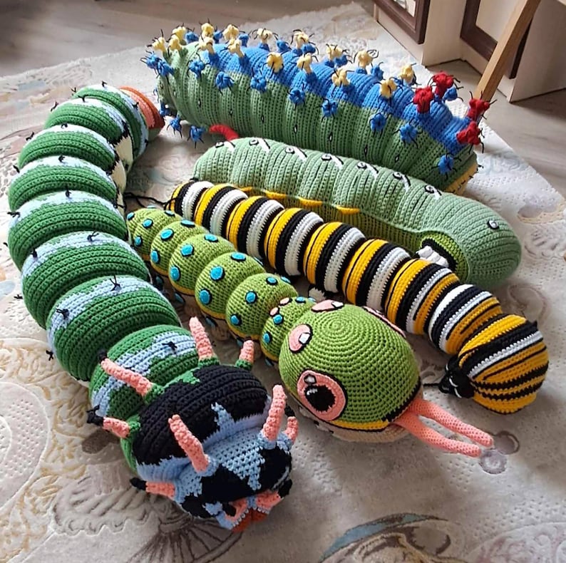 Giant Crochet Cecropia Moth Caterpillar – 35" Handmade Plush Toy ...