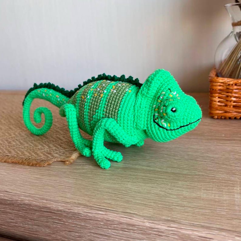 Crochet Chameleon Plush, Amigurumi Lizard Toy, Reptile Decor - Etsy