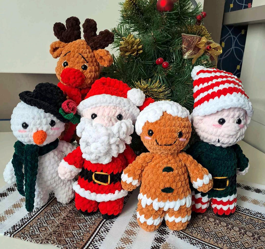 Crochet Christmas Plush Set of 5 – Santa, Reindeer, Snowman ...