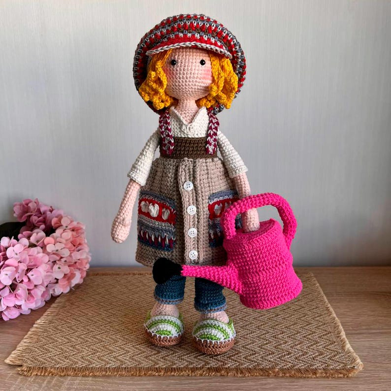 Crochet Gardener Doll – Handmade Amigurumi Doll With Watering Can - Etsy