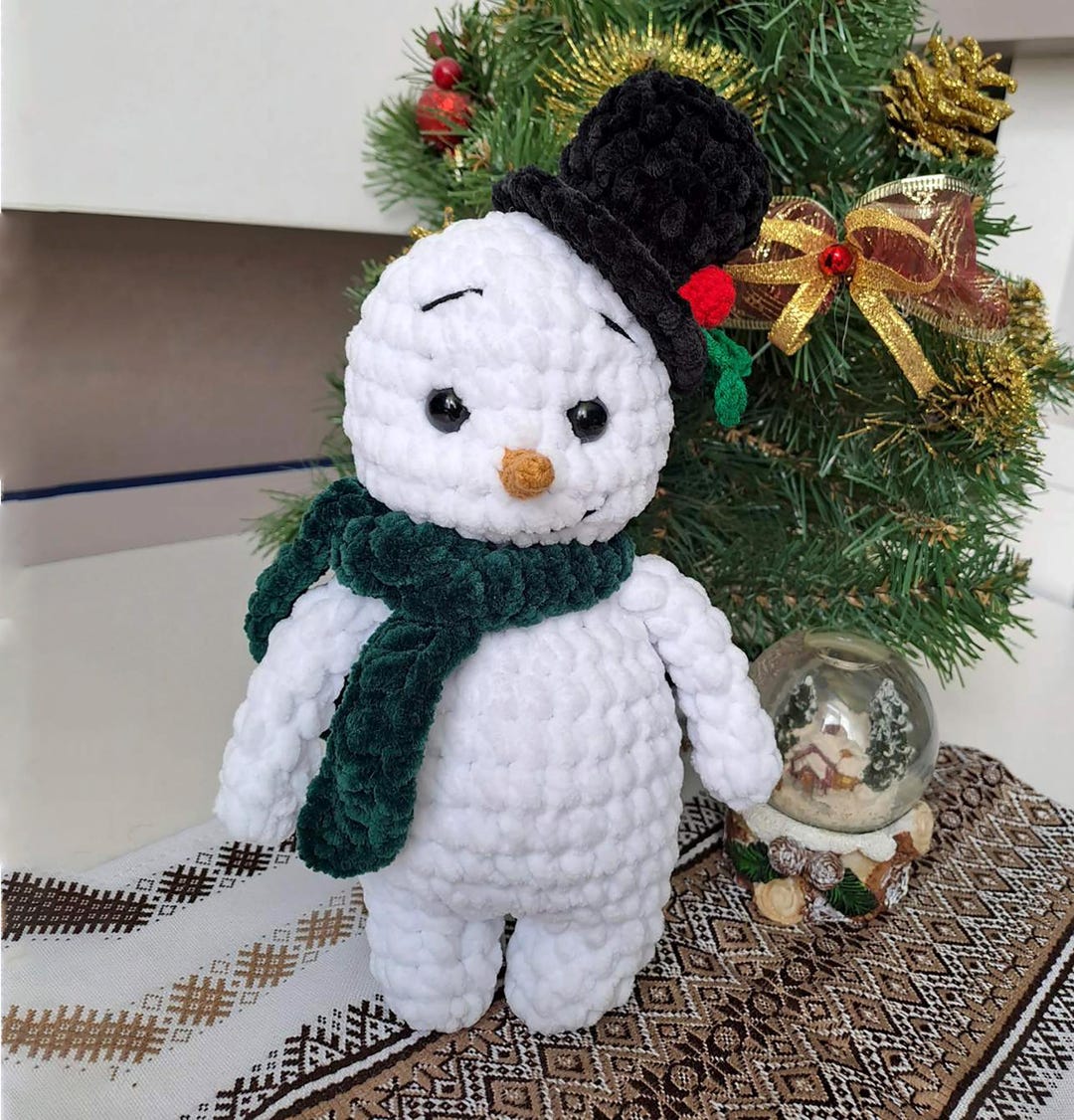 Handmade Crochet Snowman Plush – Soft Winter Christmas Decor ...