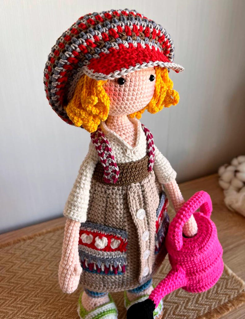 Crochet Gardener Doll – Handmade Amigurumi Doll With Watering Can - Etsy