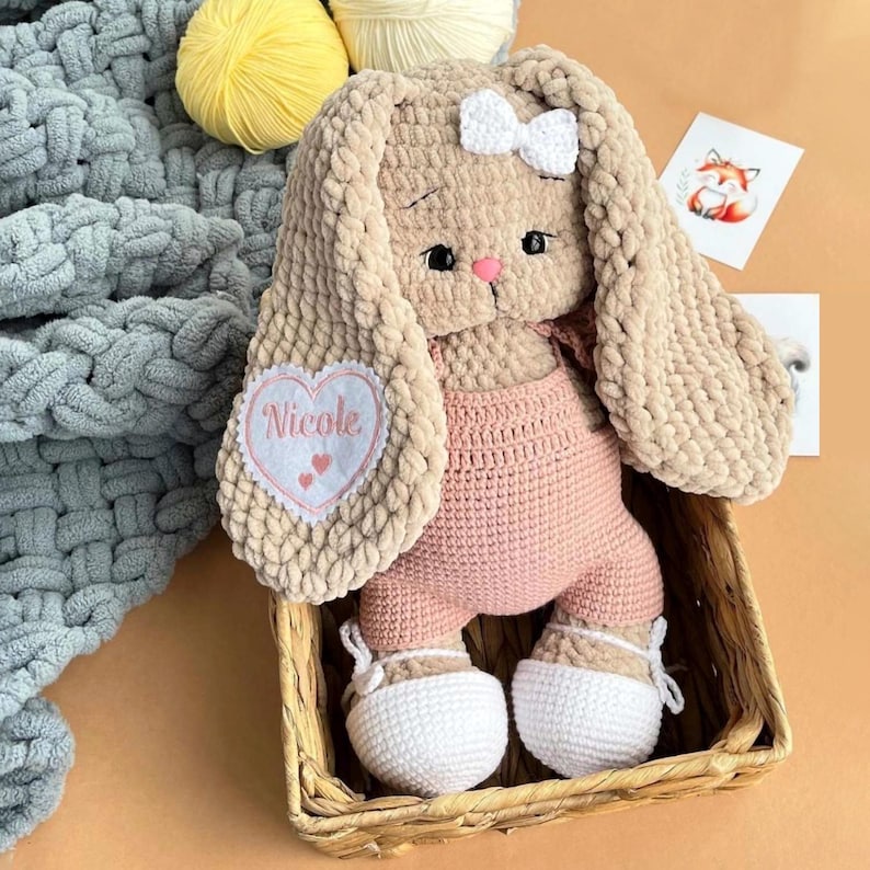 Personalized Crochet Bunny Plush, Custom Name Stuffed Animal, Nursery ...
