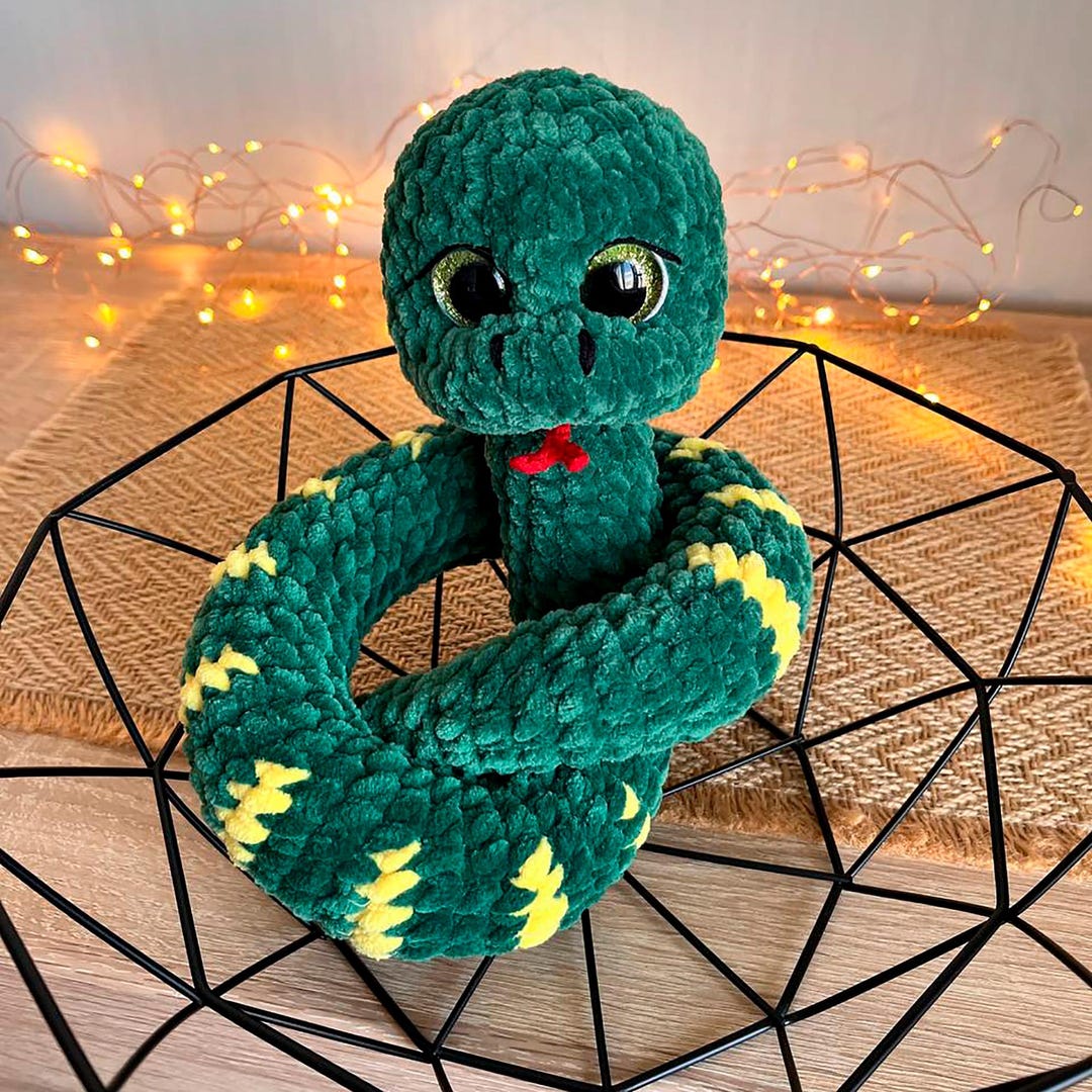 Handmade Crochet Snake Plush – Soft Amigurumi Snake Toy – Cute Cuddly ...
