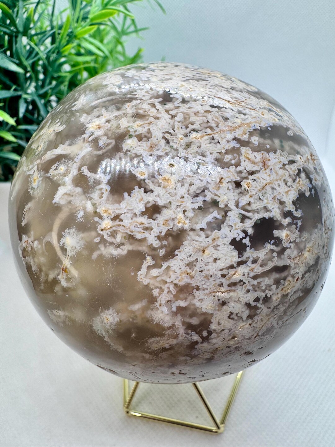 Natural Crystal Large Yellow Moss Agate Sphere 3.1”, 626.5 Grams - Etsy