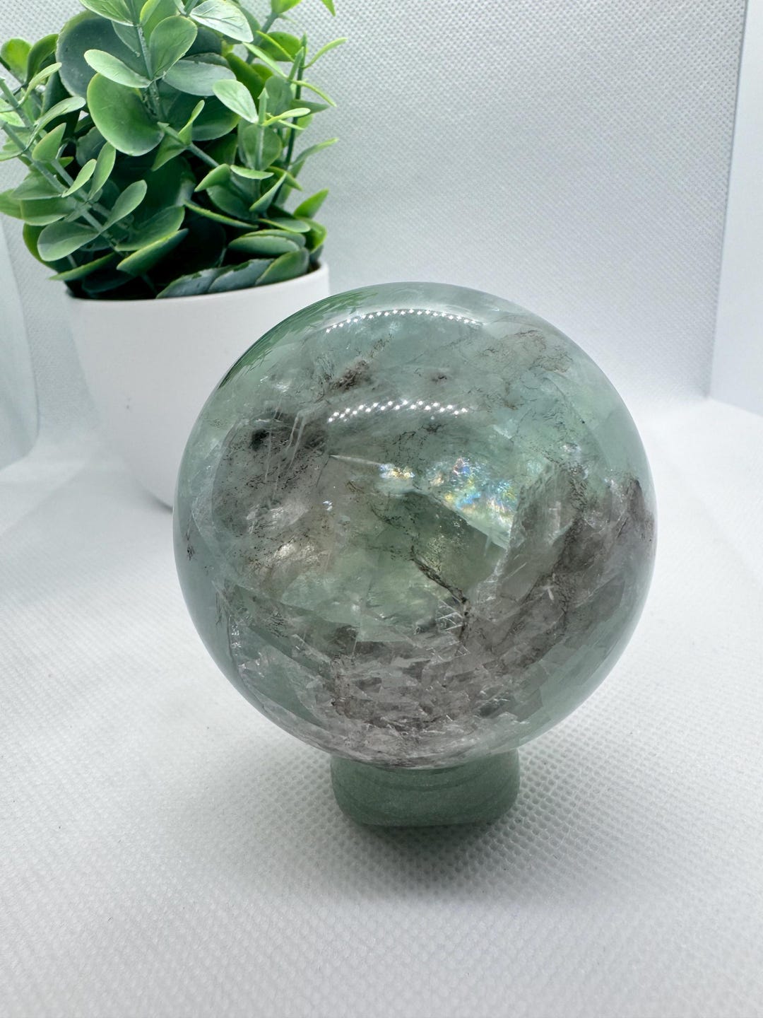 Blue Fluorite 2 Sphere With Holder gemstonescrystalschakrahealing - Etsy