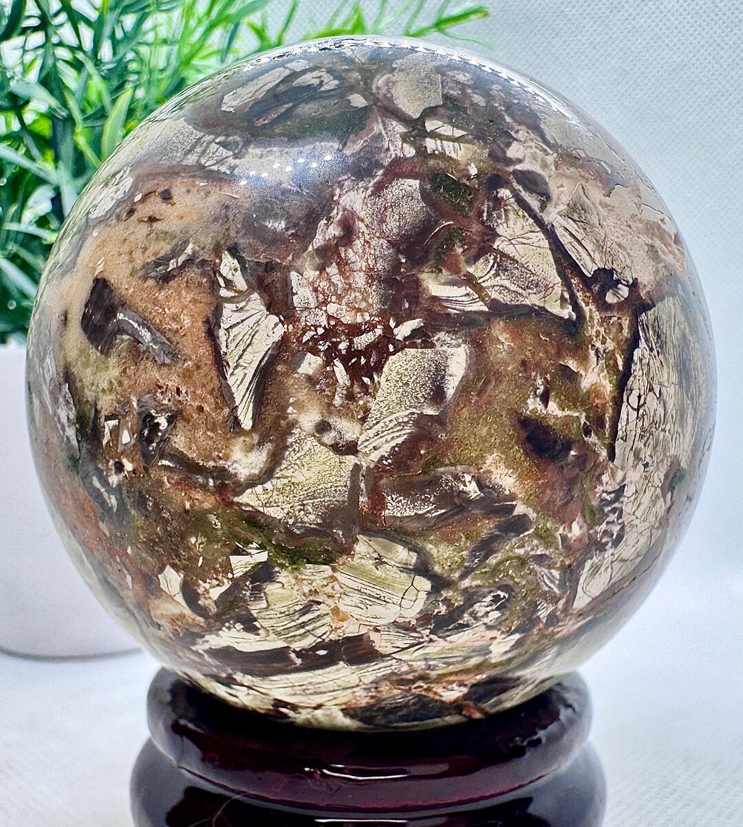 Natural Crystal Big Money Agate Sphere 2.7”, 425.4 Grams ***holder Not ...