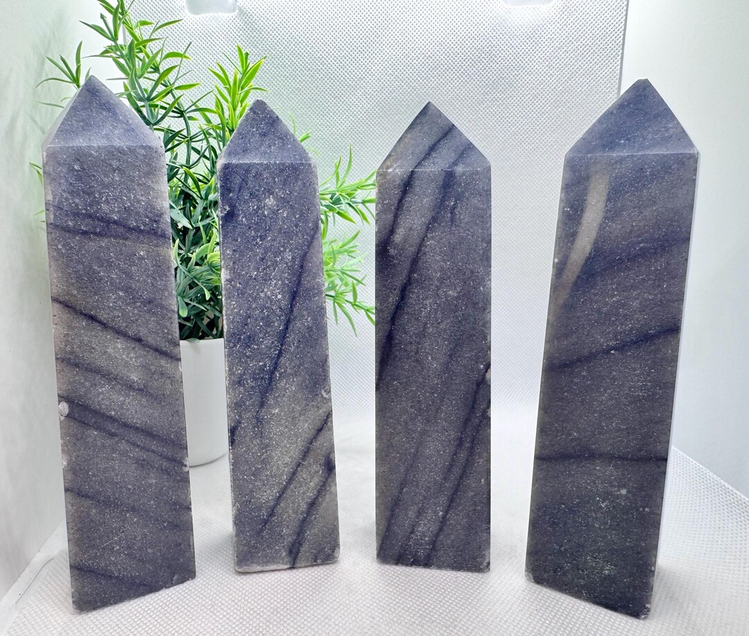 Natural Crystal Blue Adventurine Tower Set of 4, 5-5-5.” Tall, 1.35 Kg ...