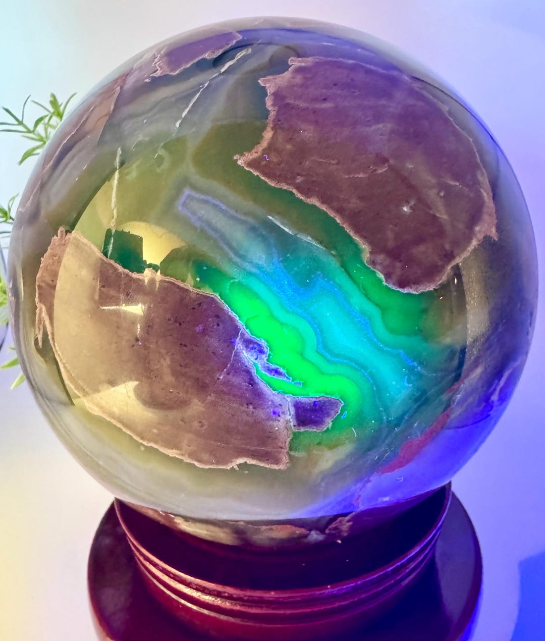 Natural Crystal XXL Volcano Agate “football” Sphere, UV Reactive 5.8 ...