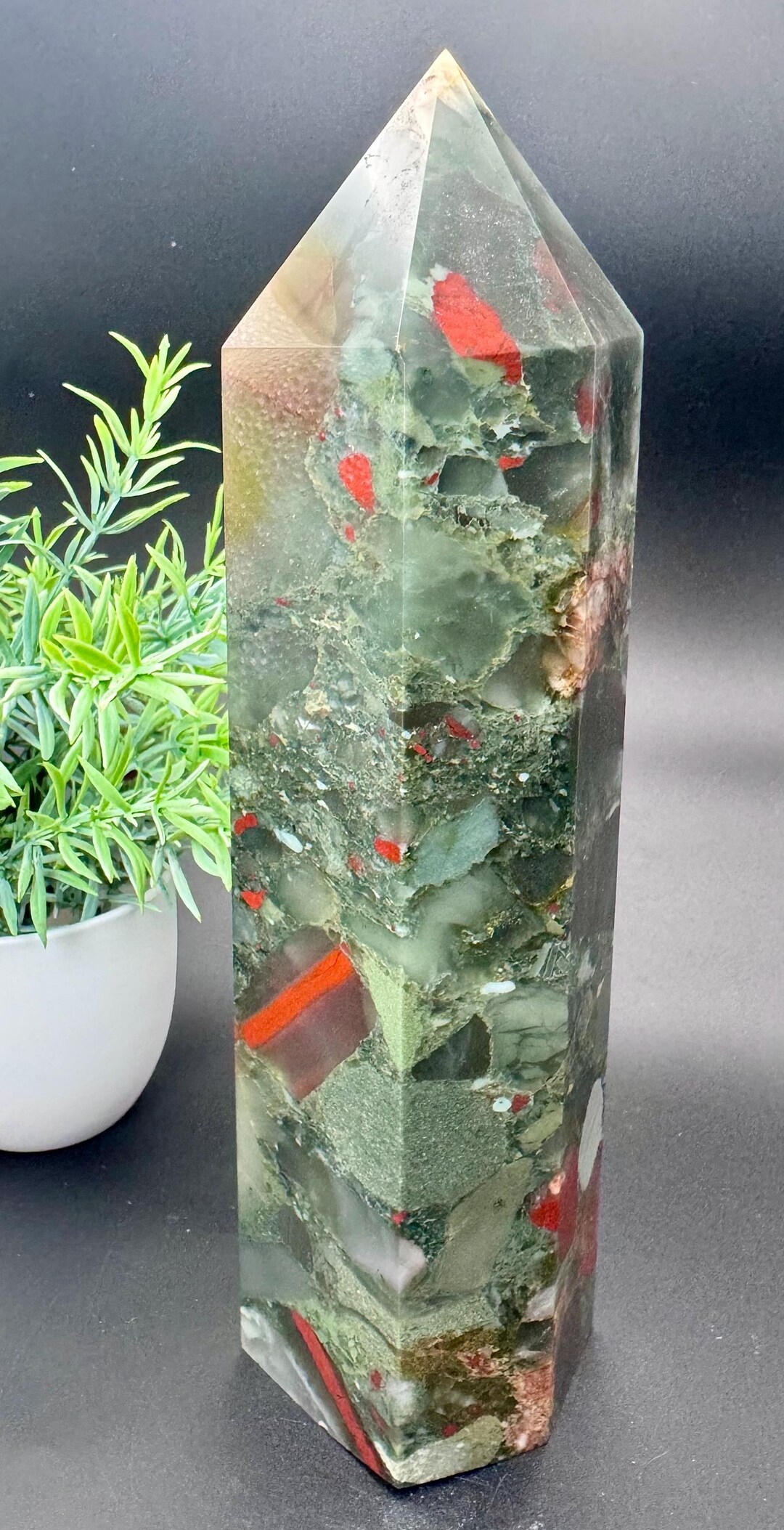 Natural Crystal XL African Bloodstone Tower 8.3”, 1159.2 Grams (2.56lbs ...