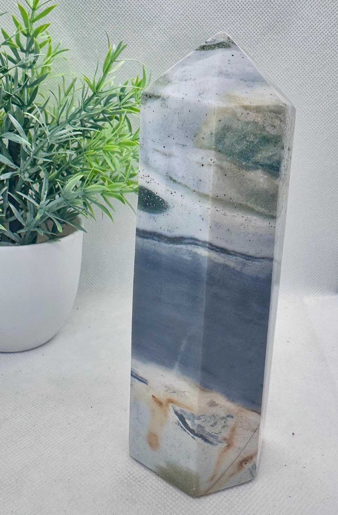 Natural Crystal Chunky Light Blue Ocean Jasper Tower 6” Tall, 625.8 ...