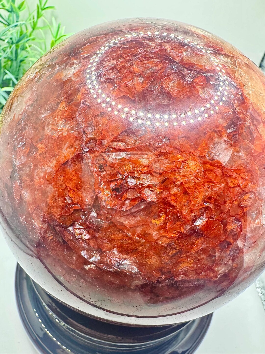 Natural Crystal XL Flashy Fire Quartz Sphere 4.7 Inches , 2.67kg (5 ...