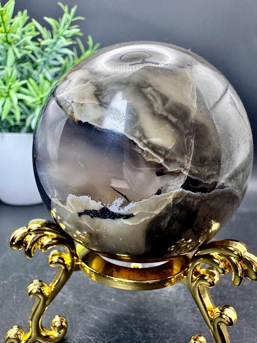 Natural Crystal UV Reactive Volcano Agate Sphere 2.5” Diameter, 329.2 ...