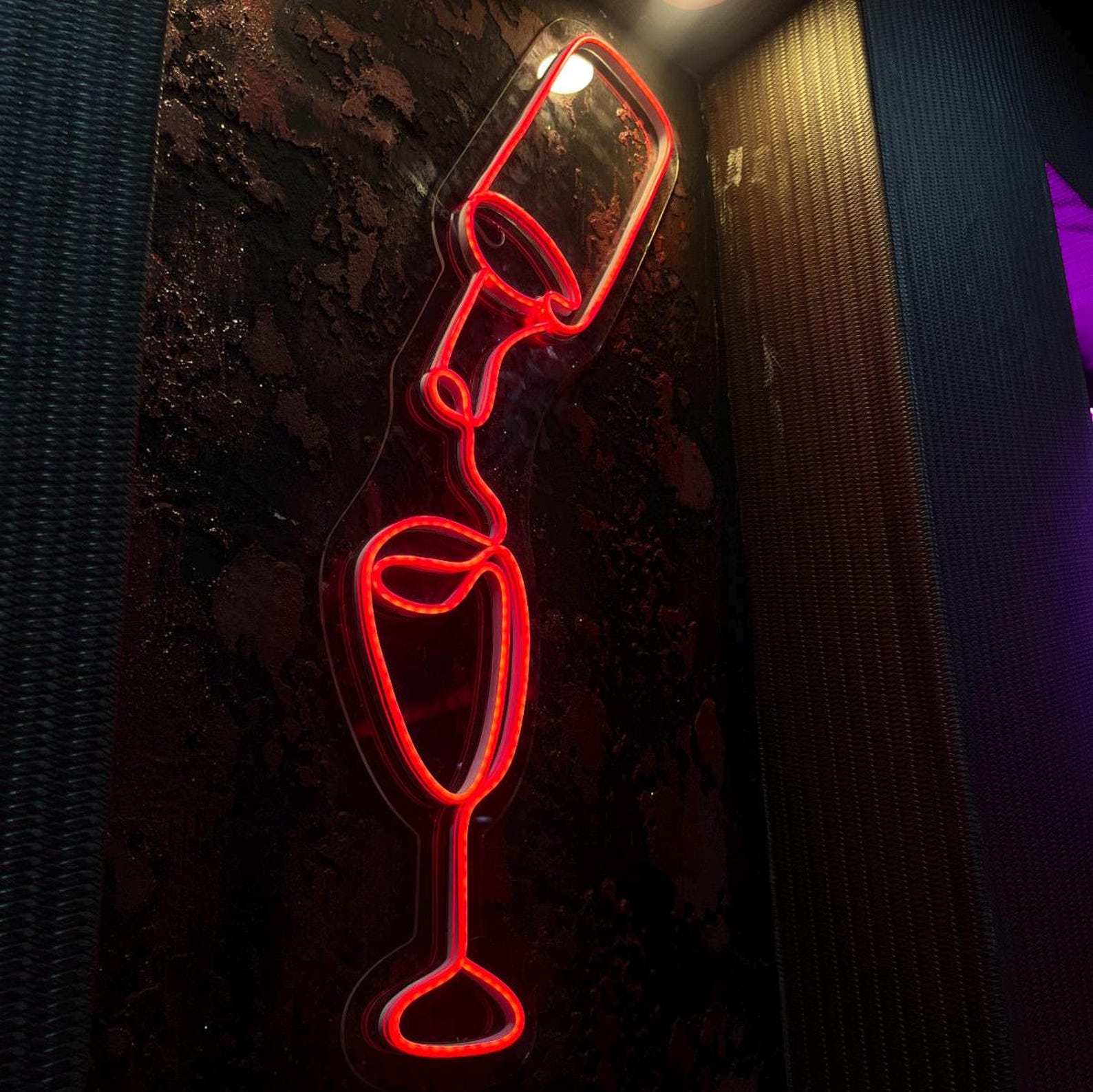 Wine Glass and Spilled Bottle Neon Sign Led Neon Light Neon Sign Gift ...
