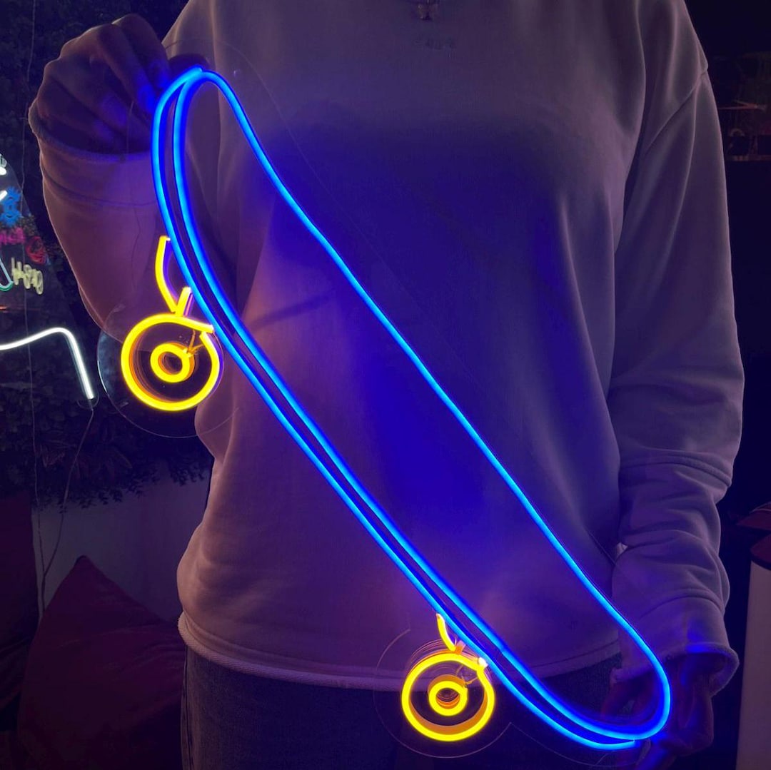 Skateboard Shape Neon Sign Led Lights Game Room Wall Decor Home ...