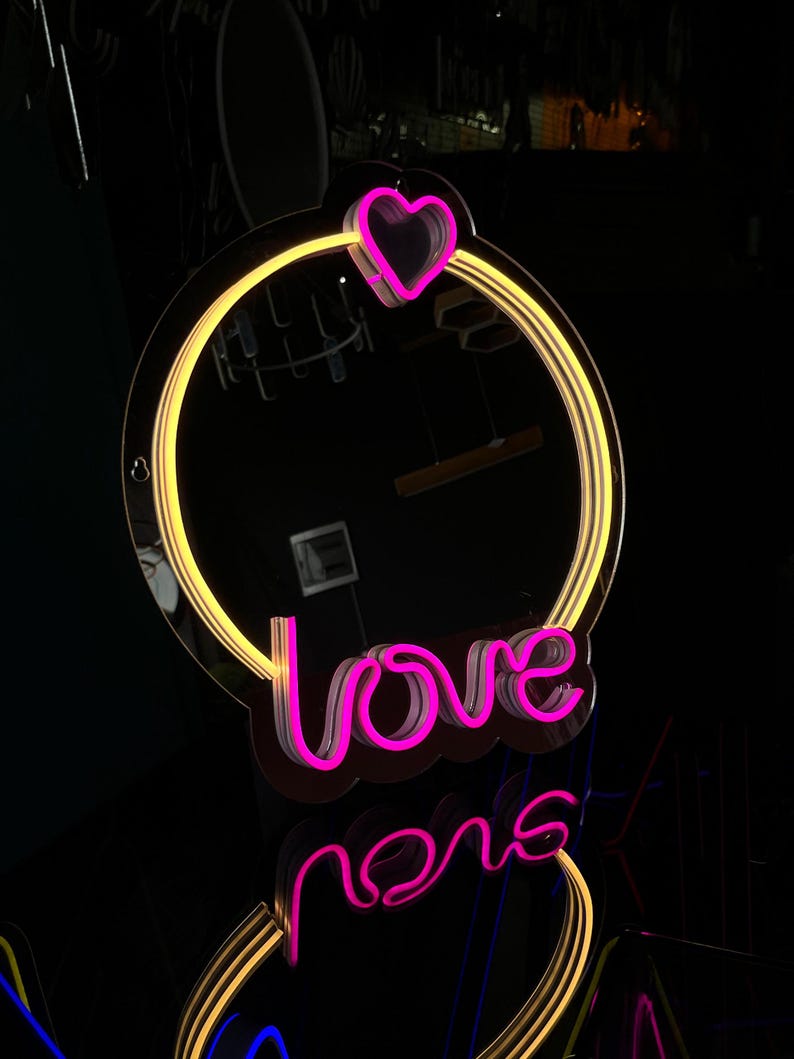 Love Theme Mirror Custom Neon Sign Led Light Custom Wall Decor Gift for ...