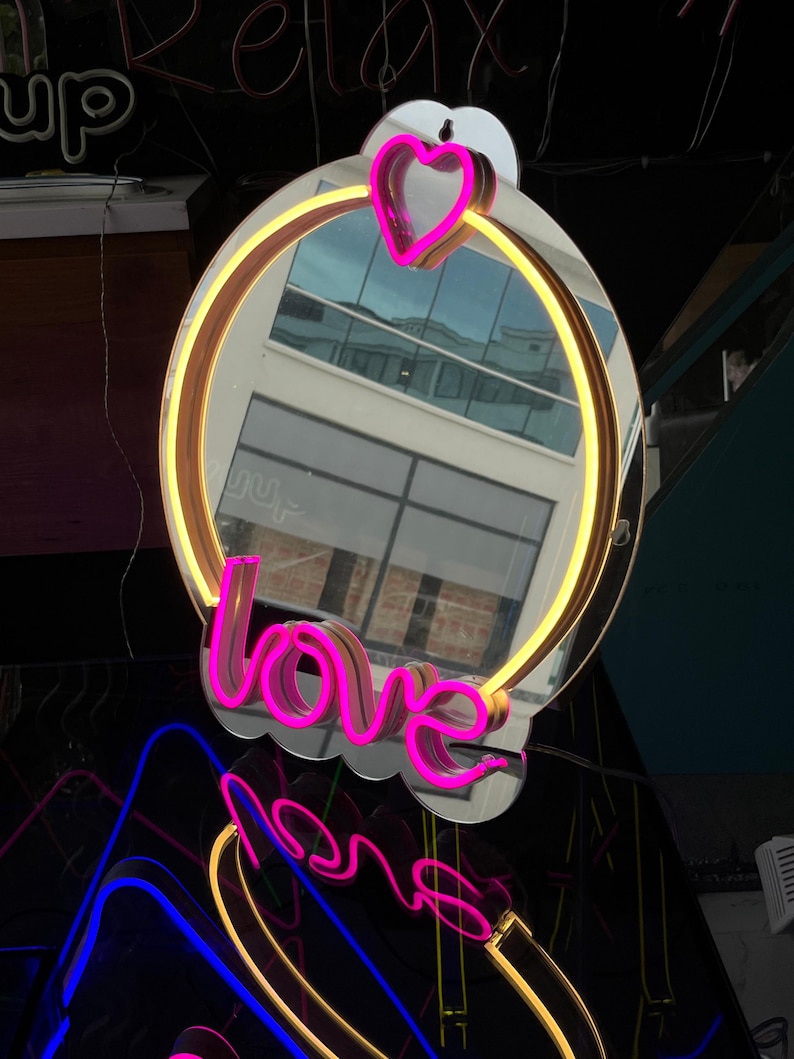 Love Theme Mirror Custom Neon Sign Led Light Custom Wall Decor Gift for ...