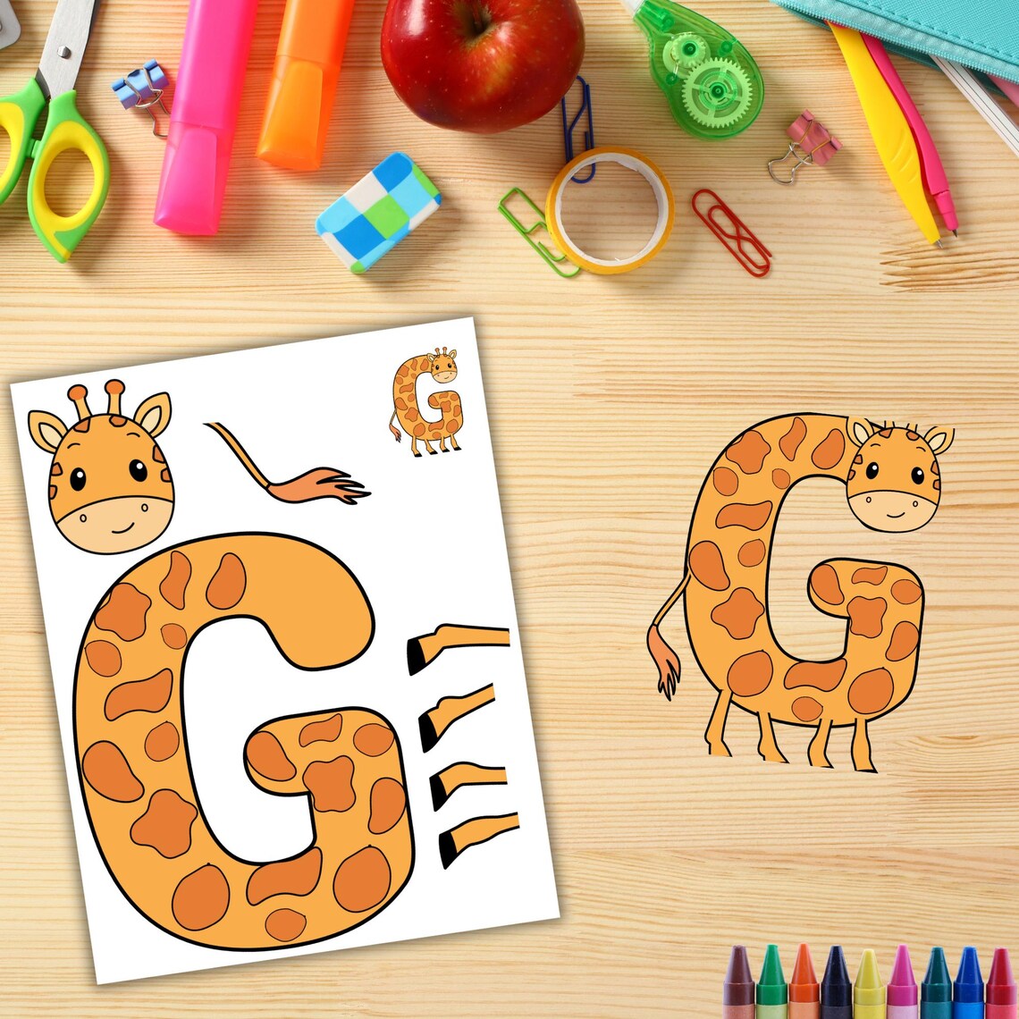 Cut and Paste Giraffe Craft Printable, DIY Animal Craft, Kids Activity ...