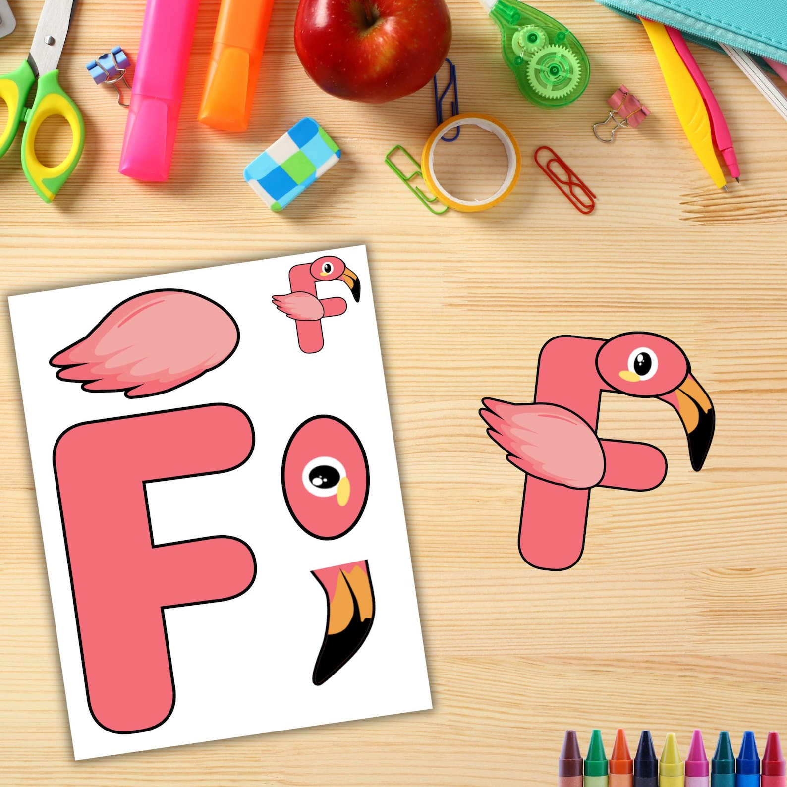 Build a Flamingo Craft Printable, Cut and Paste Activity, Flamingo ...