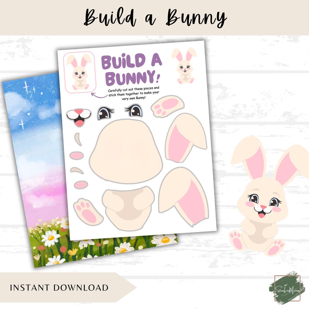 Build a Bunny Easter Craft Printable, Cut and Paste Activity for ...