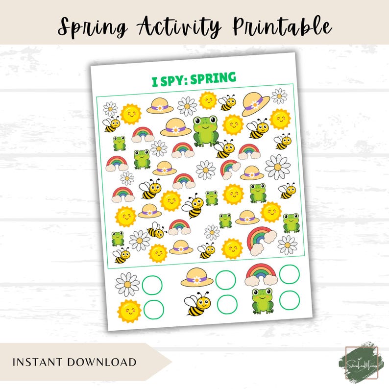 I Spy Printable Worksheet for Kids, Spring I Spy Game, Kids Activity ...
