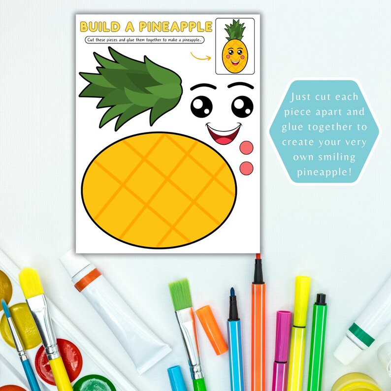 Build a Pineapple Craft Printable, DIY Pineapple Art, Papercraft ...