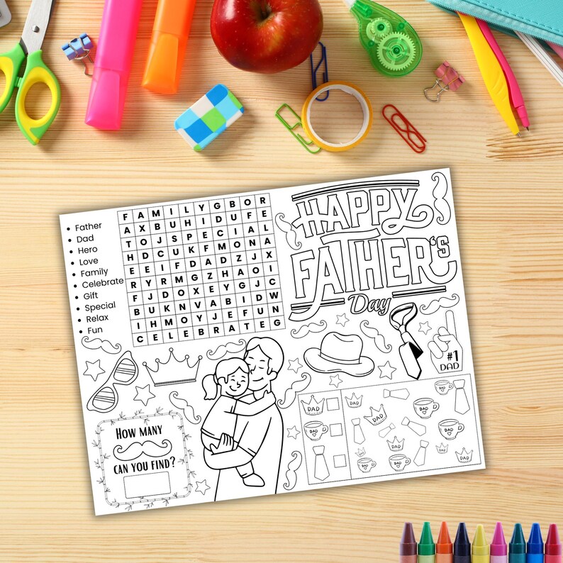 Father's Day Activity Sheet, Printable Dad's Day Placemat, Father's Day ...