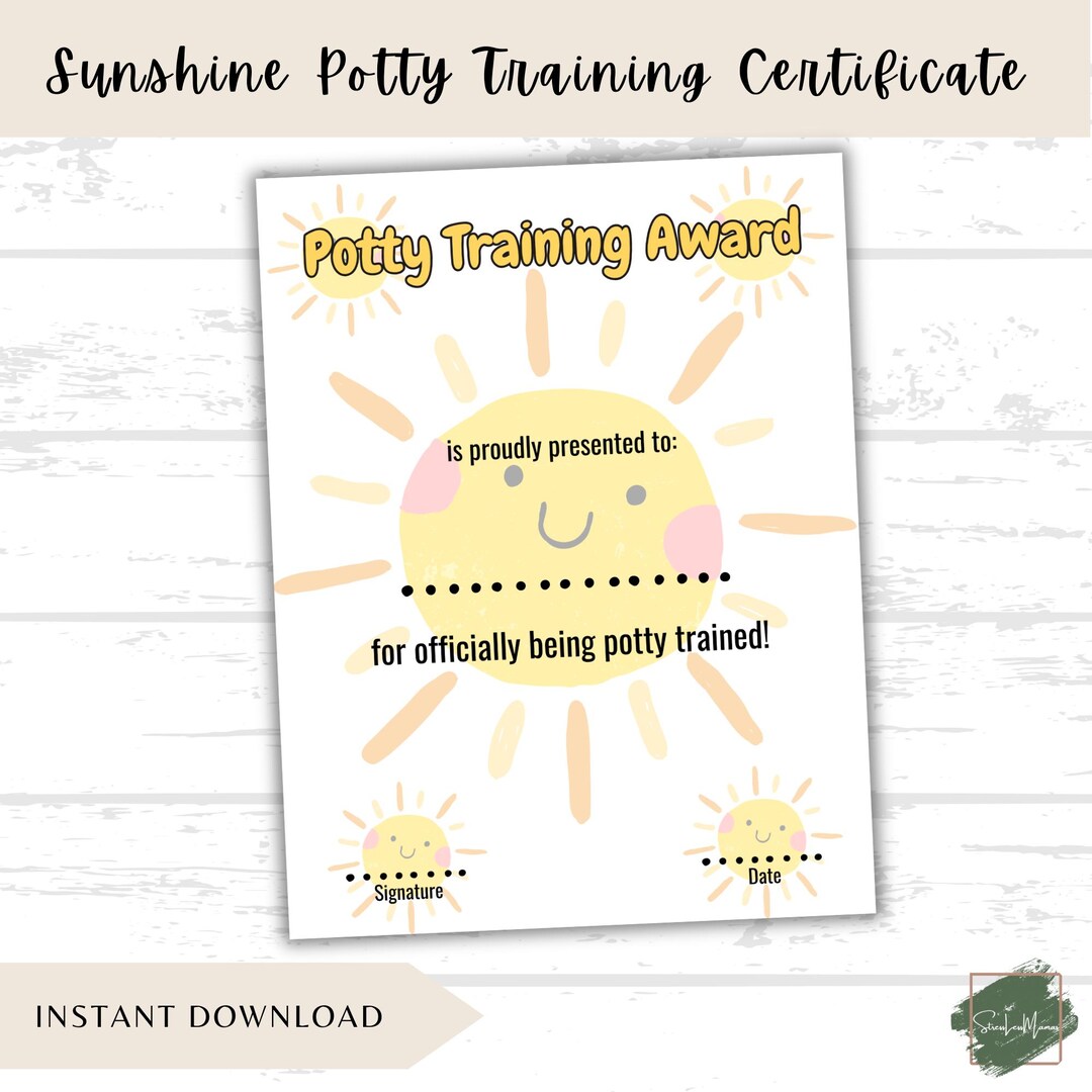 Sunshine Potty Award Chart Printable, Kids' Potty Training Reward ...