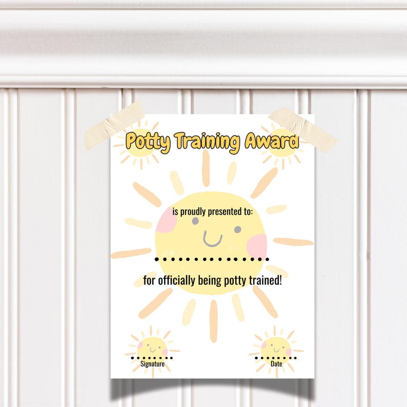 Sunshine Potty Award Chart Printable, Kids' Potty Training Reward ...