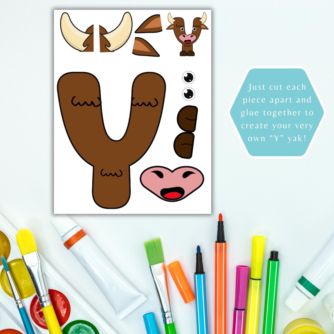 Build A Yak Printable, Cut and Paste Activity, Yak Craft for Kids ...