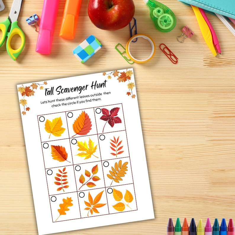 Fall Scavenger Hunt for Kids Printable, Identify Leaves, Fall Leaf Hunt ...