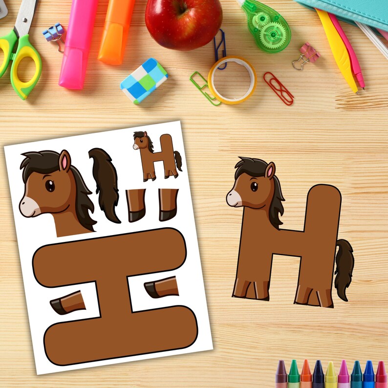 Build a Horse Craft, Cut and Paste Printable, Alphabet Practice ...