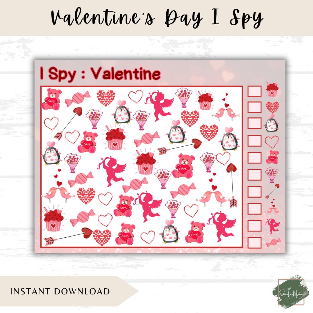 Valentine I Spy Printable for Kids, Classroom Party Activity, No Prep ...