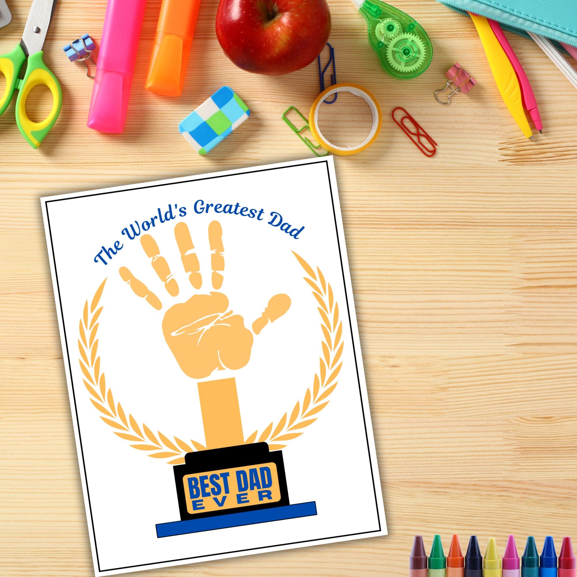 World's Greatest Dad Handprint Art Printable, Kids Father's Day Gift ...
