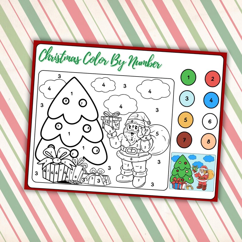 Christmas Color by Number Printable for Kids, Coloring Activity Sheet ...