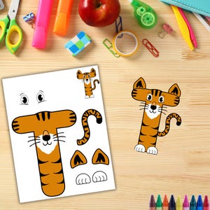 Build a Tiger Craft for Kids Printable, Cut and Paste Activity, DIY ...