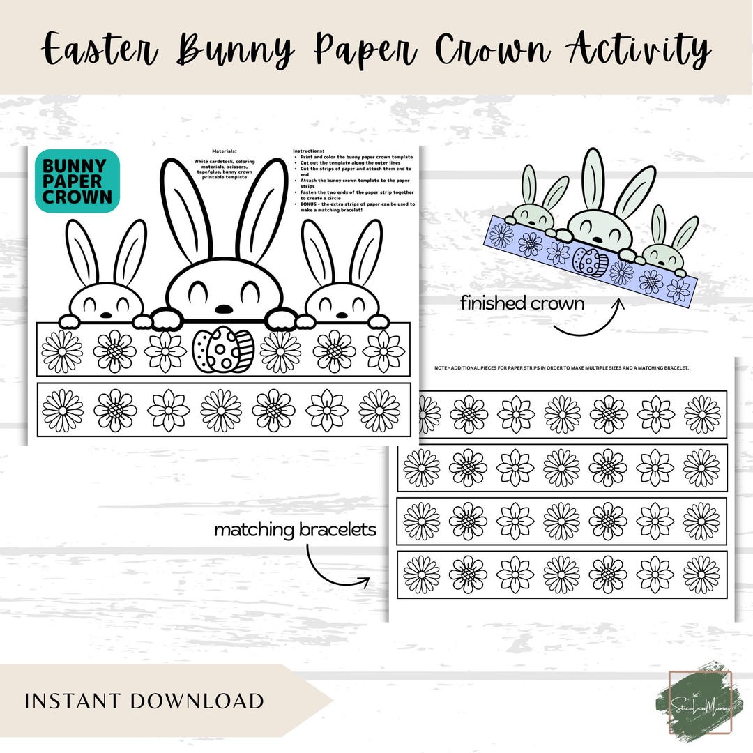 Kids Printable Bunny Crown, Easter Paper Crown, DIY Easter Hat, Easter ...