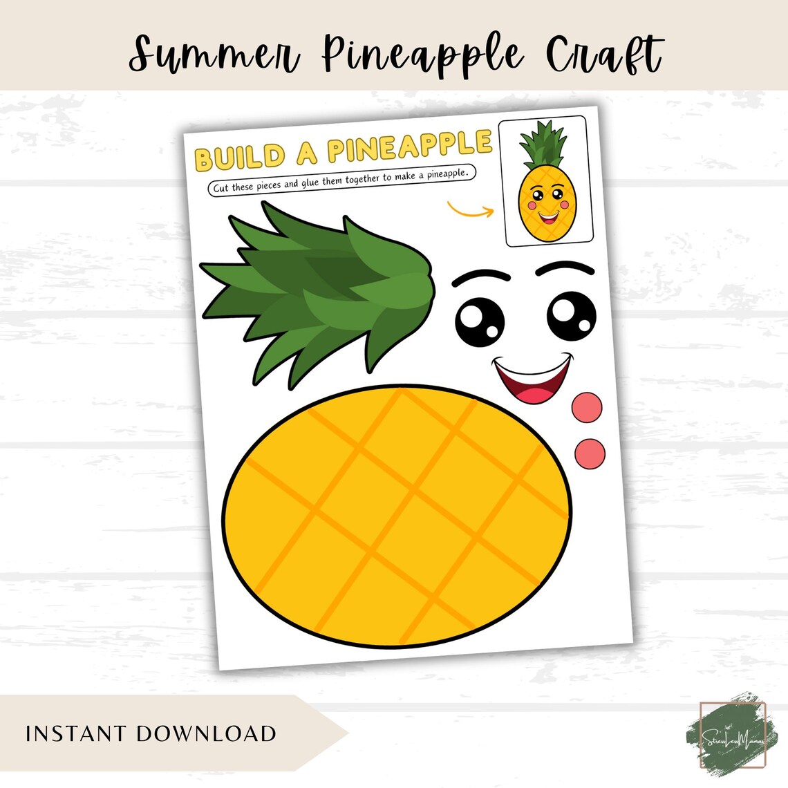 Build a Pineapple Craft Printable, DIY Pineapple Art, Papercraft ...