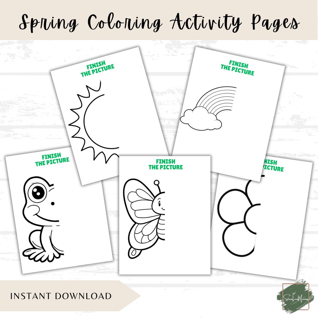 Finish the Picture Coloring Pages Printable, Creative Activity Page ...