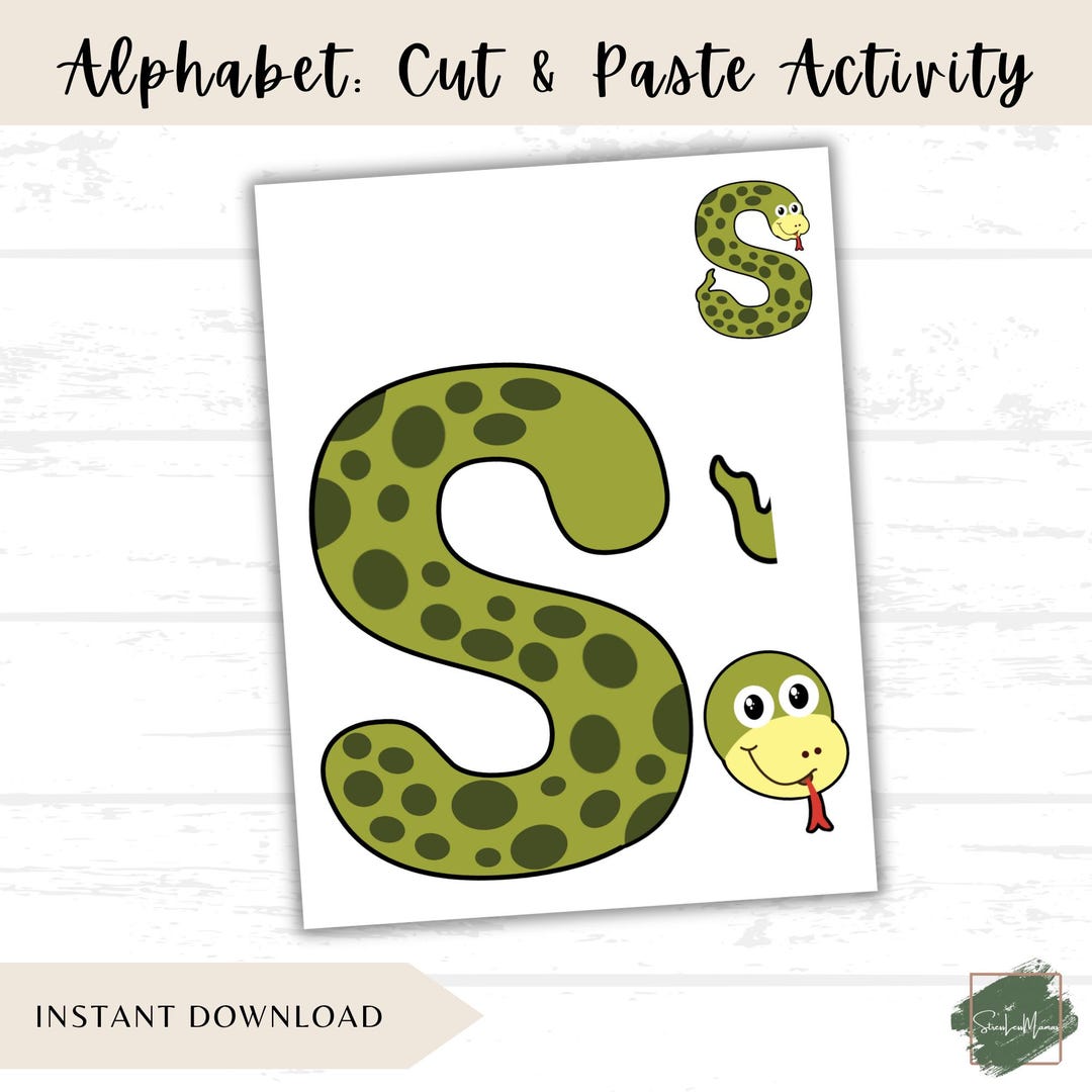 Cut and Paste Snake Craft, Build a Snack Printable for Kids, Printable ...