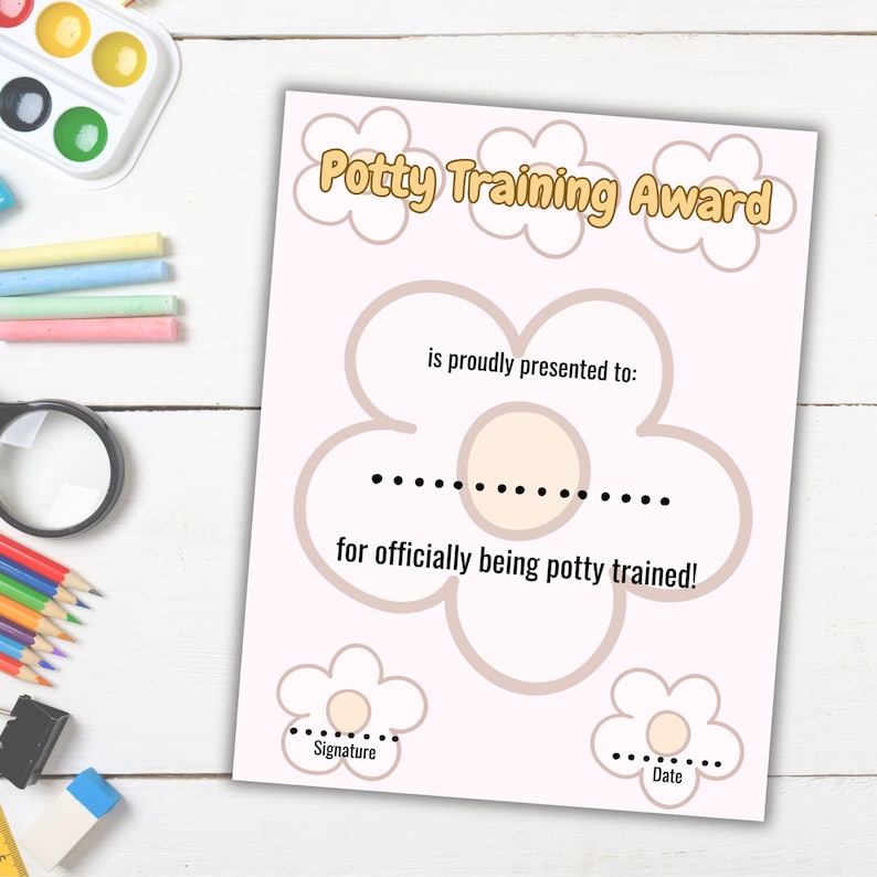 Potty Award Chart Printable, Flower Theme, Toddler Reward Chart, Toilet ...