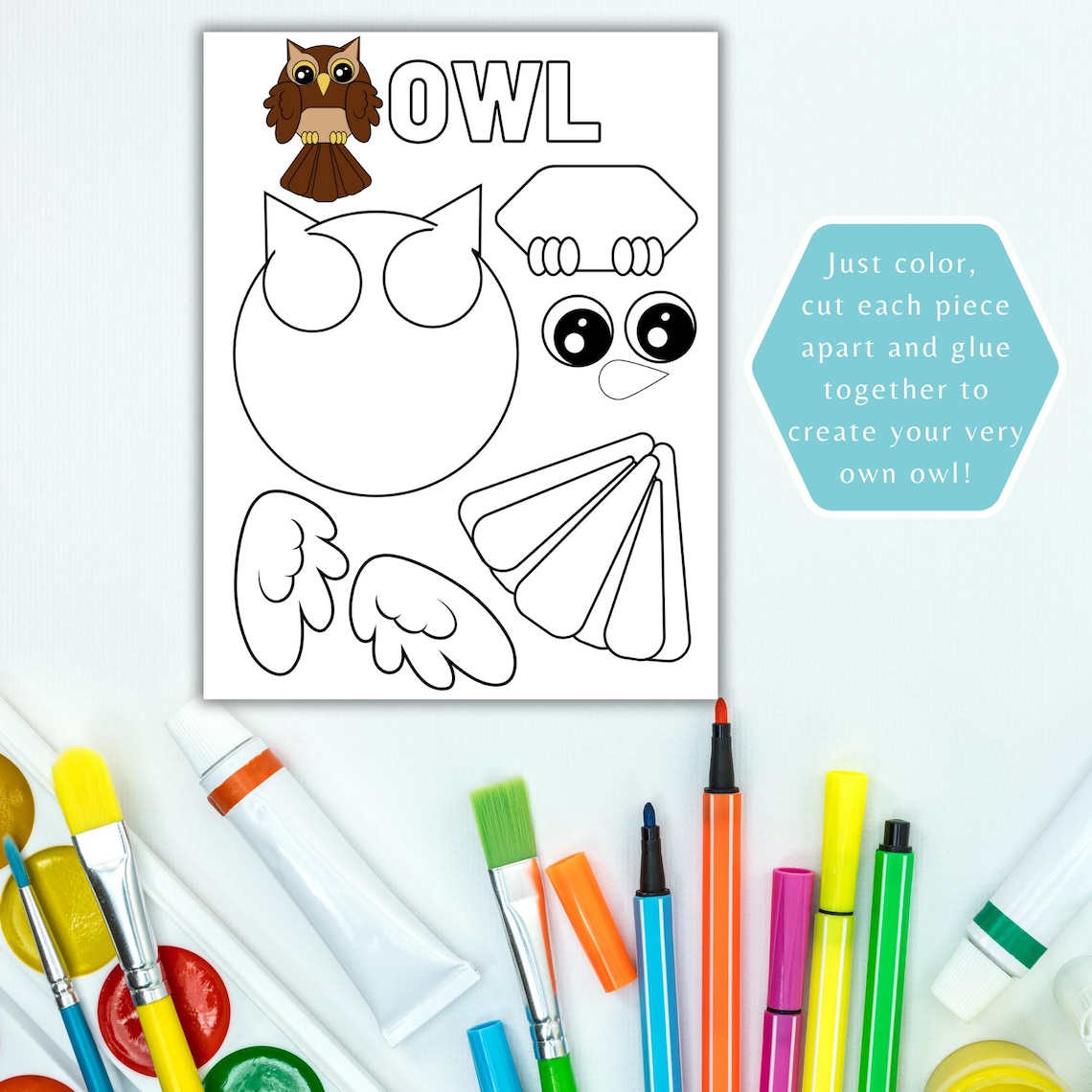 Build an Owl Activity for Kids, Cut and Paste Worksheet, Owl Craft for ...