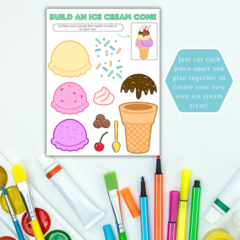 Build an Ice Cream Cone Printable for Kids, Summer Project, Cut and ...