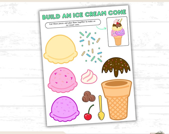 Ice Cream Cone Craft: Printable First Grade Motor Skills Activity ...