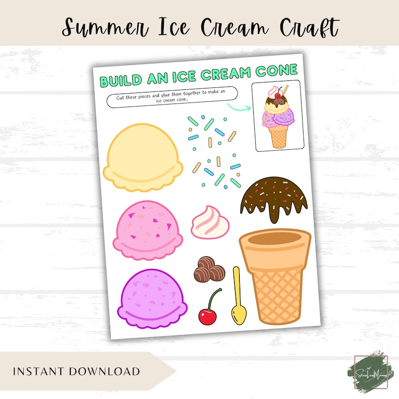 Build an Ice Cream Cone Printable for Kids, Summer Project, Cut and ...